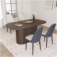 Blue and Brown Dining Table Set for 4, 63" Farmhouse Kitchen Table with ...