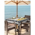Bee Happy Square Outdoor Tablecloth with Umbrella Hole Dwarfs Daisy ...