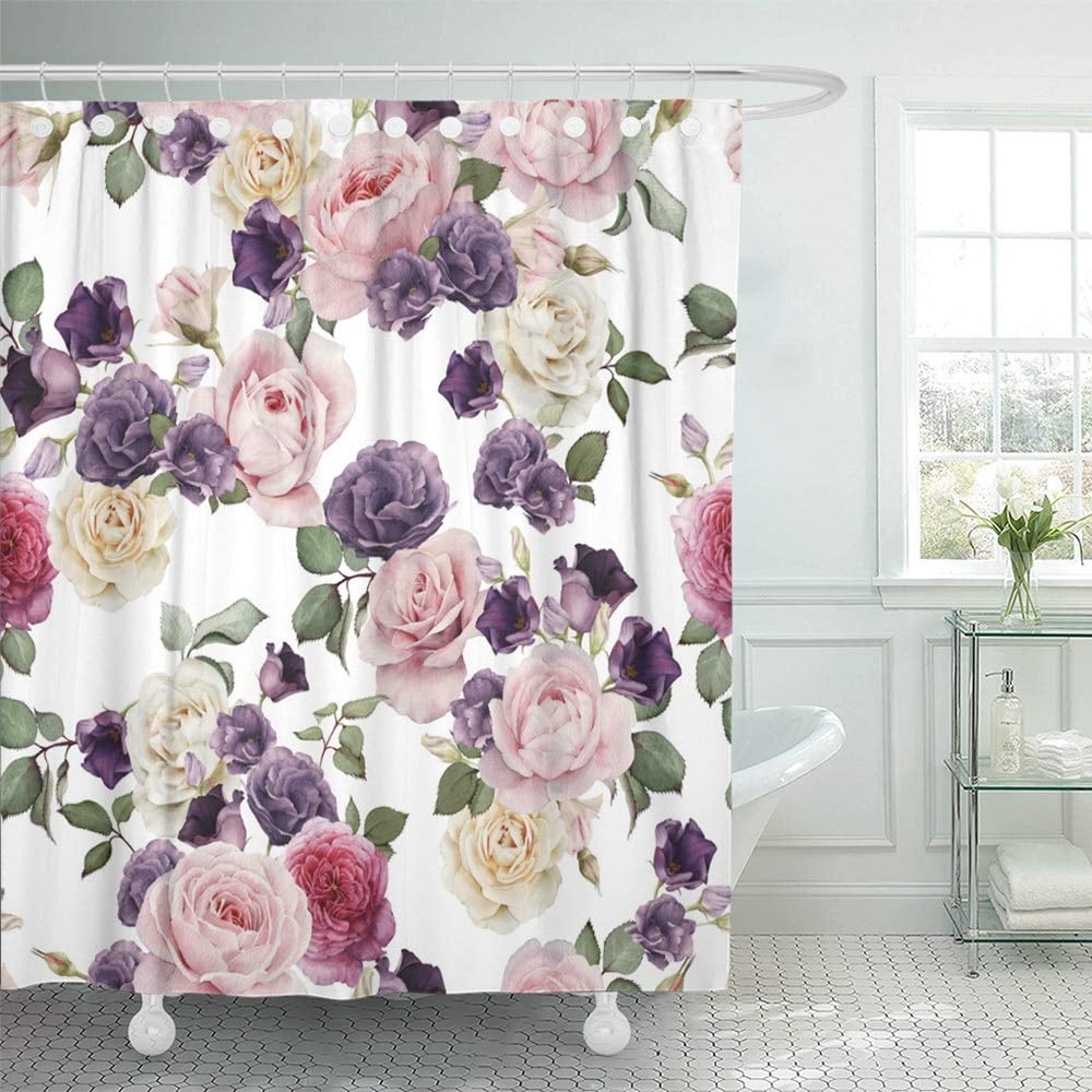 Pknmt Colorful Flower Floral Pattern With Roses Watercolor Green Beauty