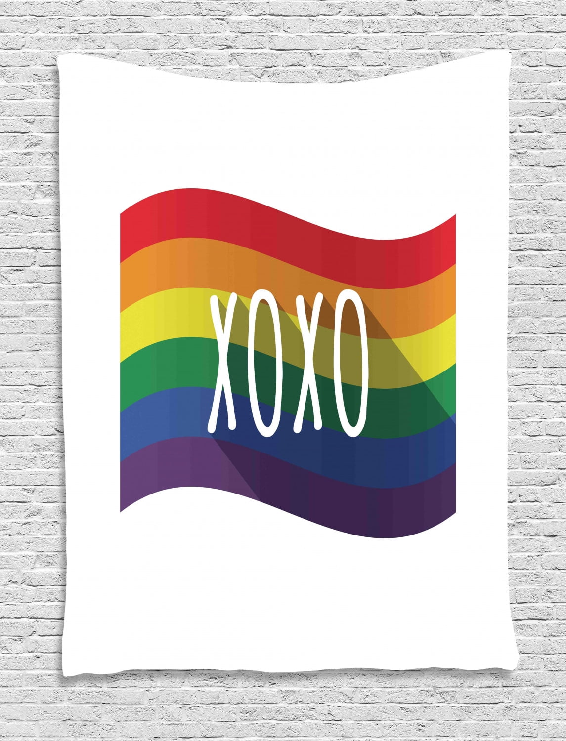 XOXO Tapestry, Simplistic Waving Rainbow Flag with XOXO Acronym ...
