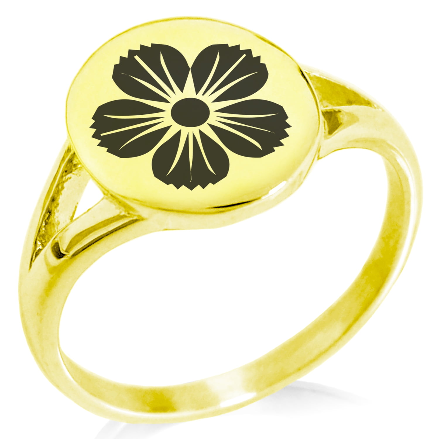 Stainless Steel Saito I Samurai Crest Minimalist Oval Top Polished ...