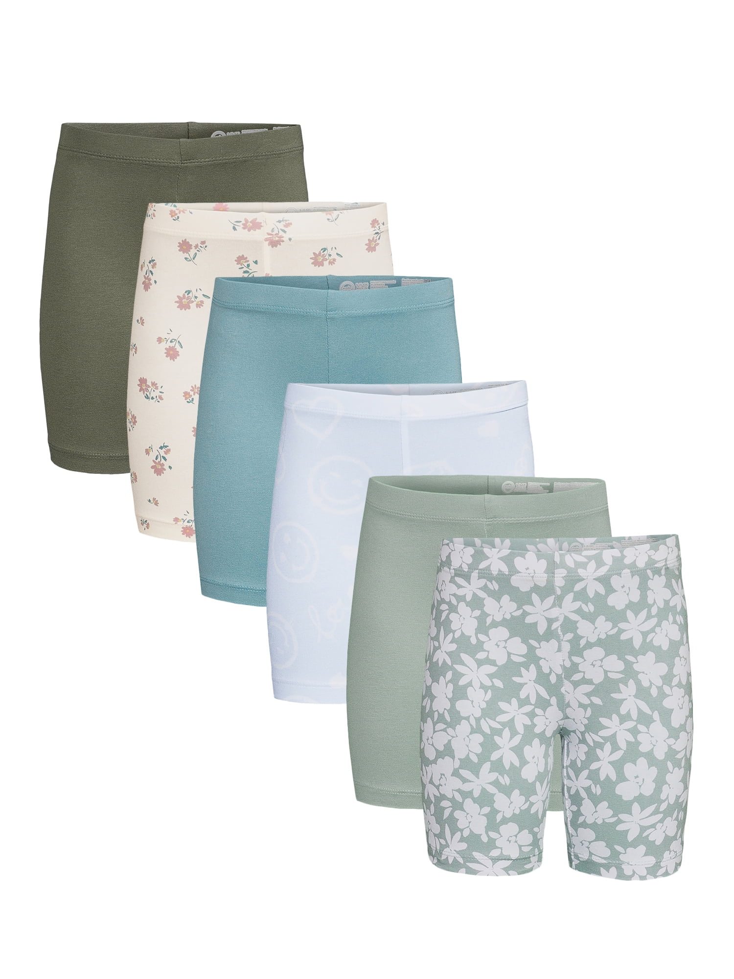Wonder Nation Girls Bike Shorts 6 Pack Sizes 4 18 And Plus