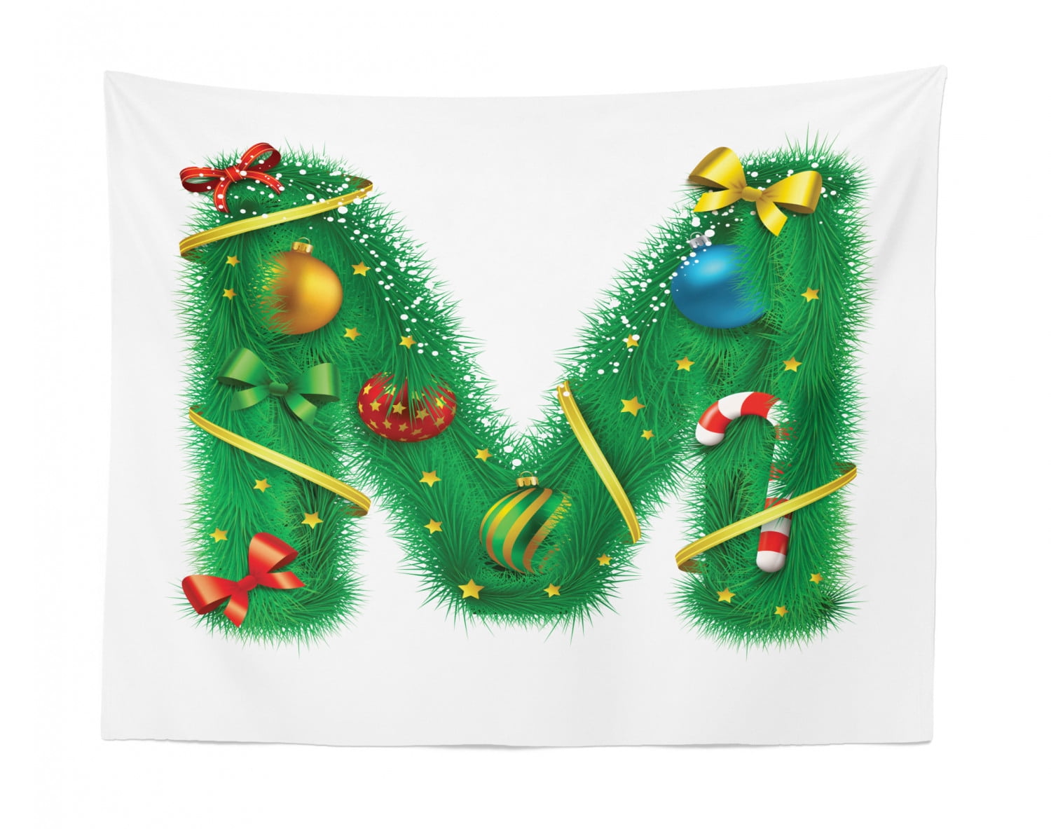 Christmas Alphabet Tapestry, Snowy Times Fir Tree Ornament with Letter ...