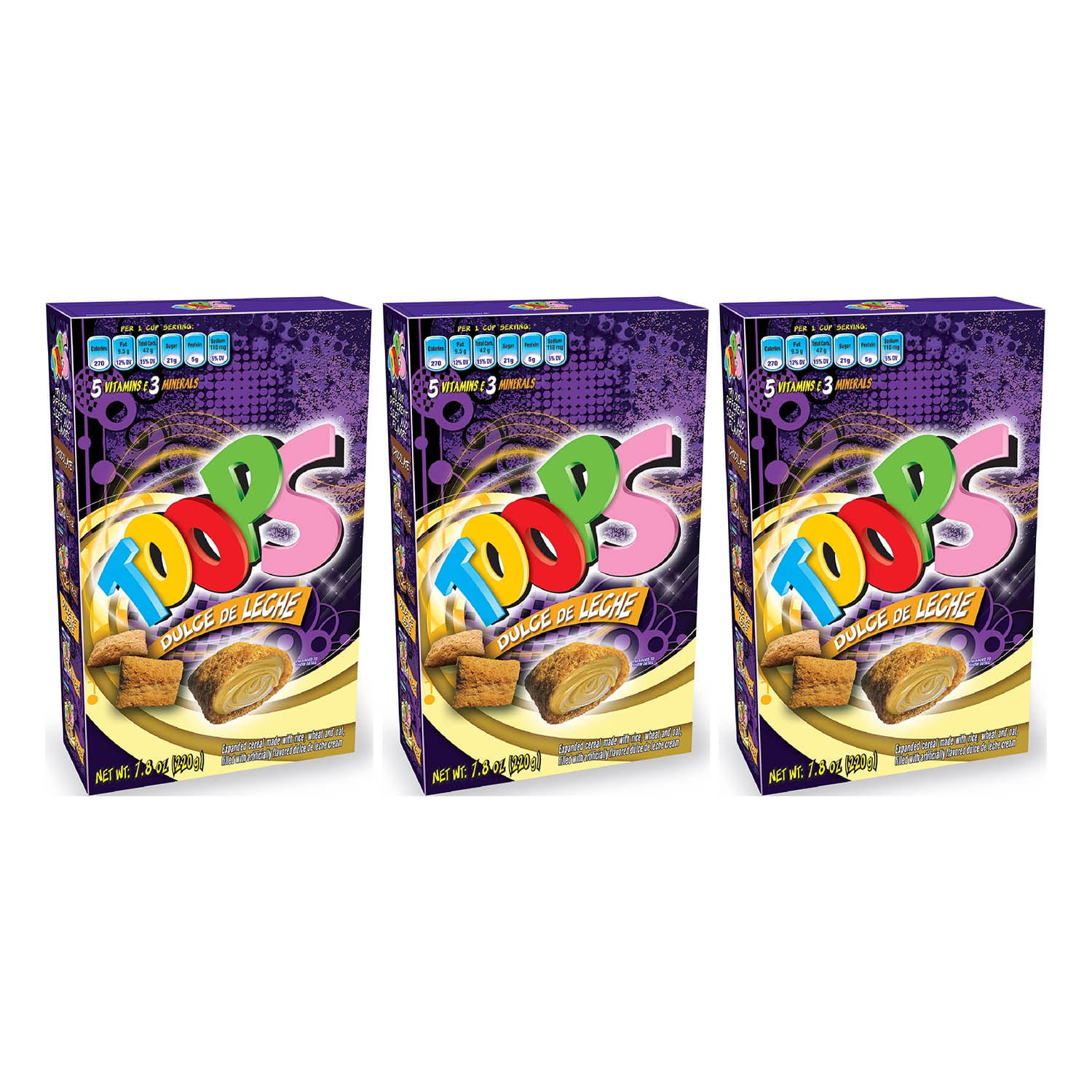 Cereal Relleno TOOPS Sabor Dulce de Leche Paquete de 12 Pzs 220 gr c/u ...