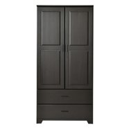 Better Home Products Stylish Pine Wood Closet with Rattan Doors and Two ...