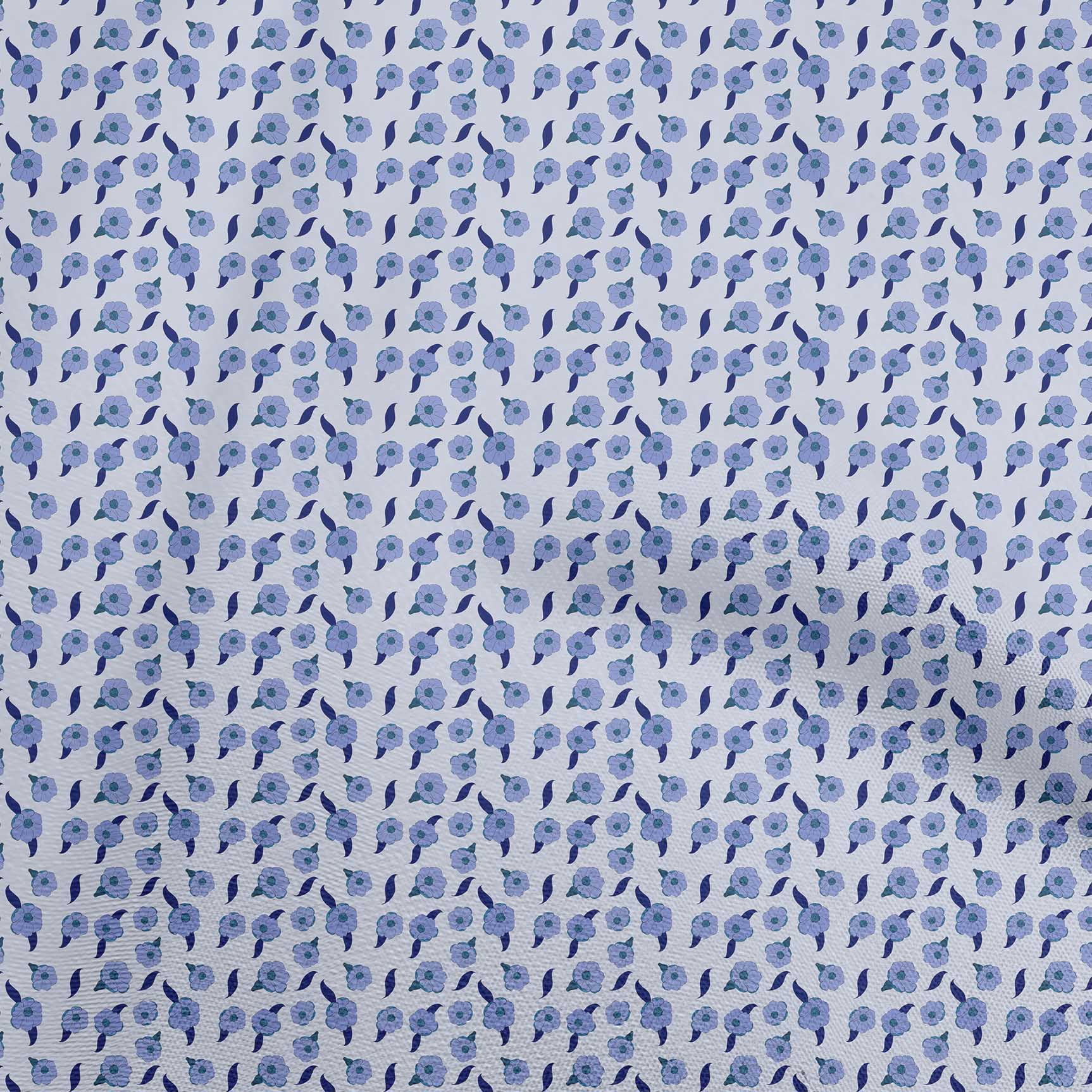 oneOone Cotton Cambric Sky Blue Fabric Asian Floral Sewing Material ...