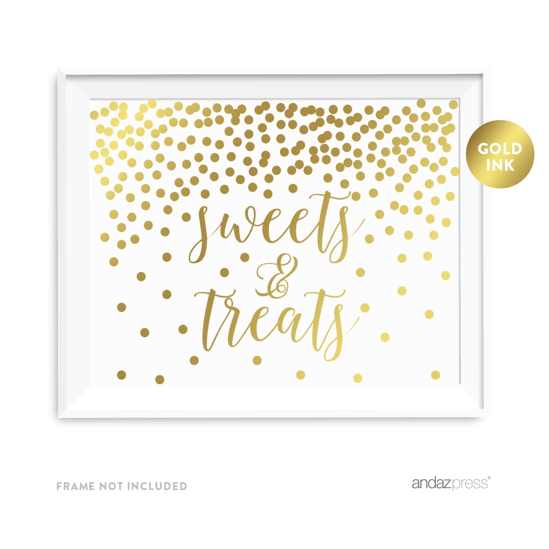 Metallic Gold Confetti Polka Dots 8.5x11-inch Party Sign, Sweets ...