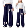 DHFJKG Sweatpants For Girls Drawstring Waist Track Pants Baseball Bow ...