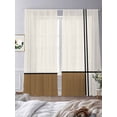 Brown Beige Splicing Color Block Art Chiffon Sheer Curtains 84 Inches ...