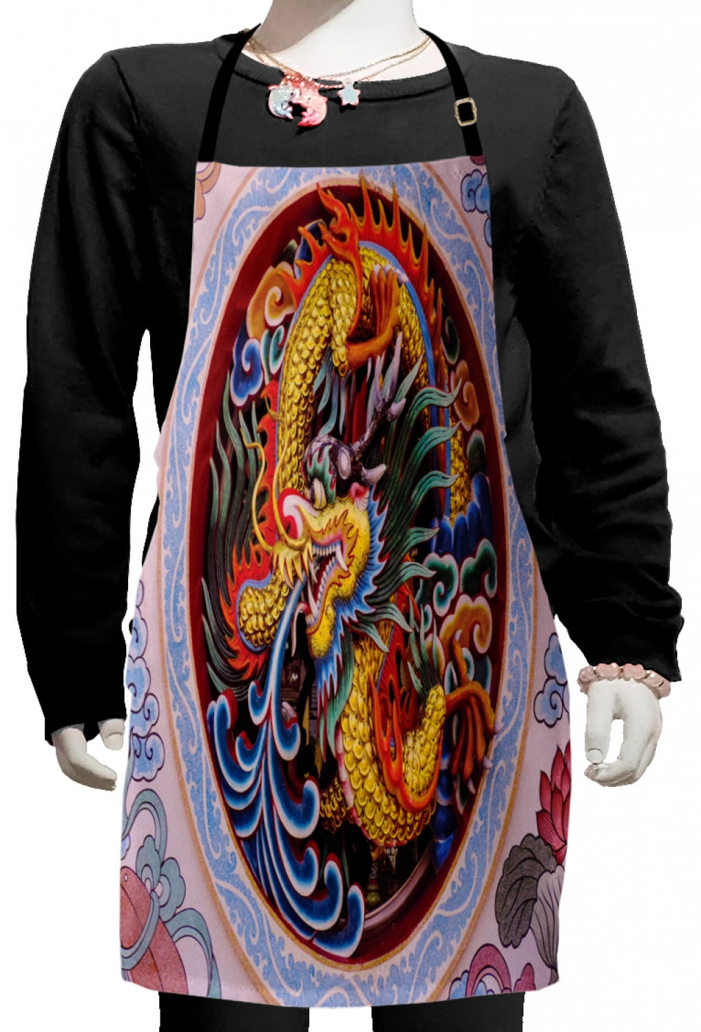 Dragon Kids Apron, Chinese Horns Mane and Claws Flower Ornament ...