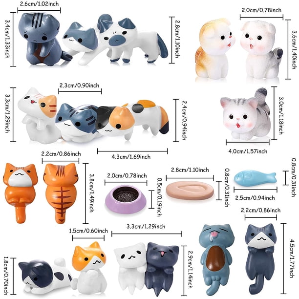 19 Pieces Cute Miniature Garden Cats Landscape Lovely Cats Figurines ...