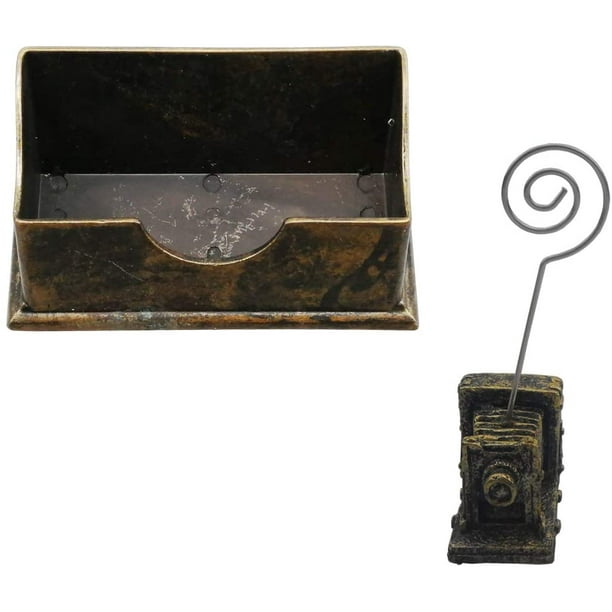 Metal Desktop Card Holder Business Card Display Stand for Men Vintage ...