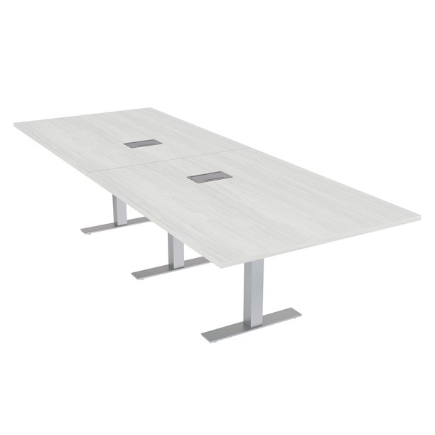 12' Rectangular Modular Conference Table Metal T-Bases Power And Data ...