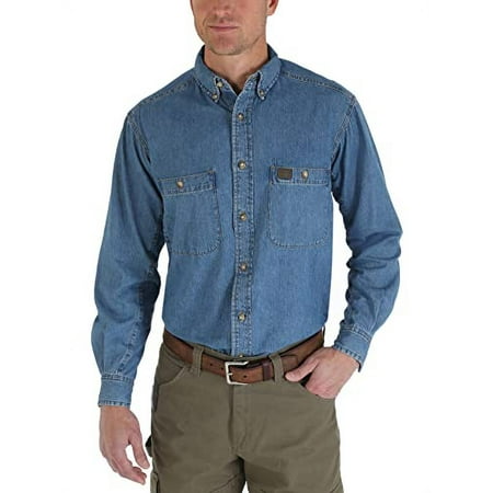 Wrangler Riggs Workwear Menâ€™s Work Shirt Antique Navy, 3X | Walmart ...