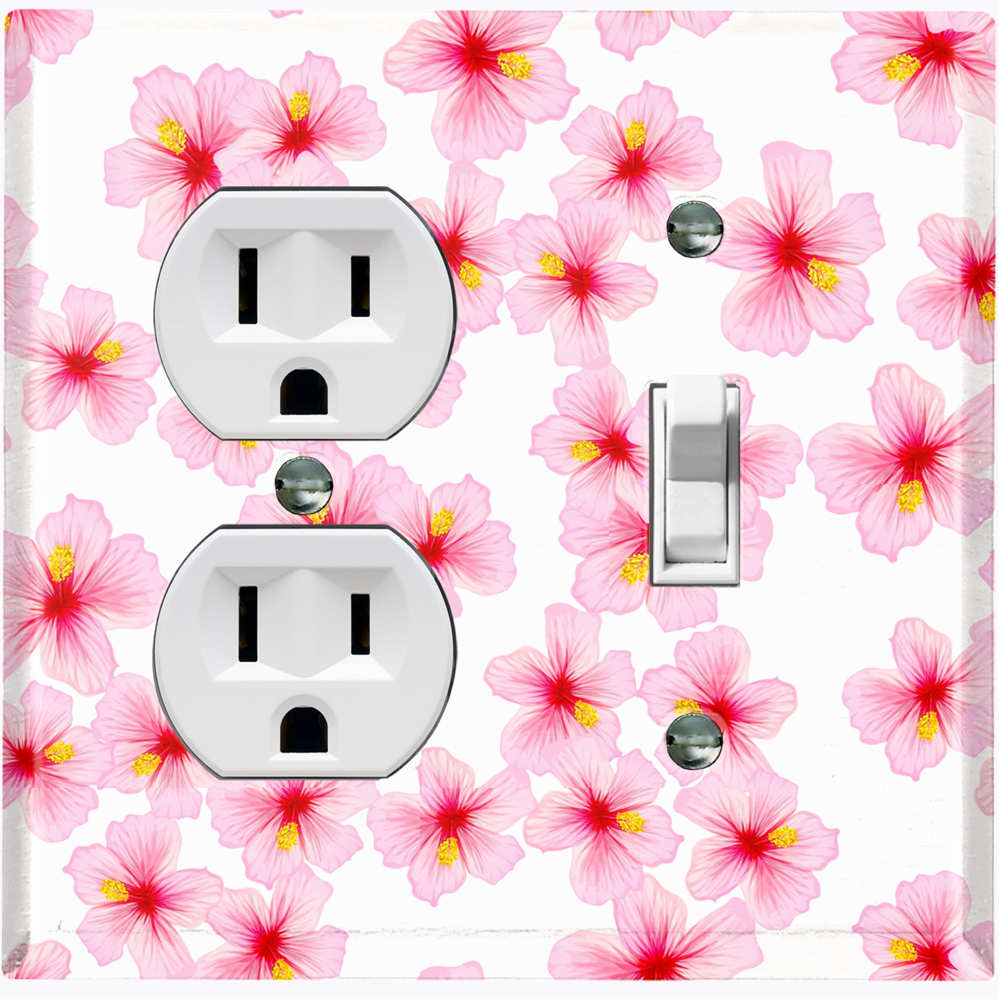 Metal Light Switch Plate Cover Japanese Sakura Flower Pink White ...