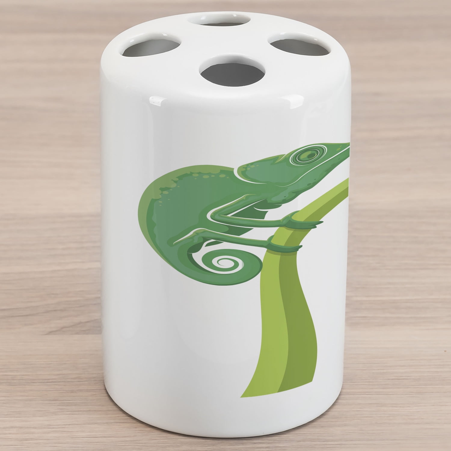 Reptile Ceramic Toothbrush Holder, Exotic Grumpy Lizard Holding onto ...
