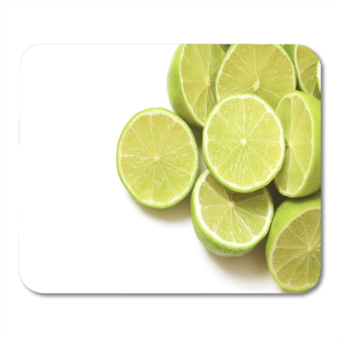 POGLIP Peel Green Lemon Lime Halfs and Empty Space White Mousepad Mouse ...