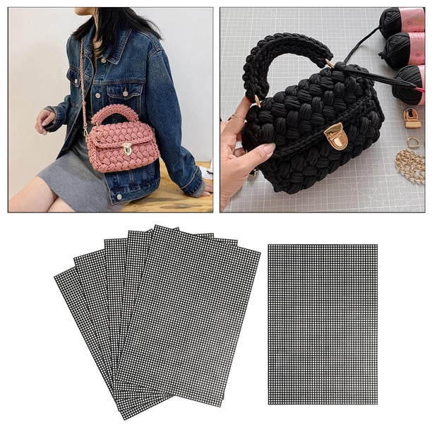 6 piezas de lona de plástico DIY hilo Crochet bolsa Negro Hugo Lona de ...