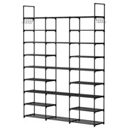 Mainstays 4-Tier Shoe Rack White Plastic Frame, Gray Coating, up to 12 ...