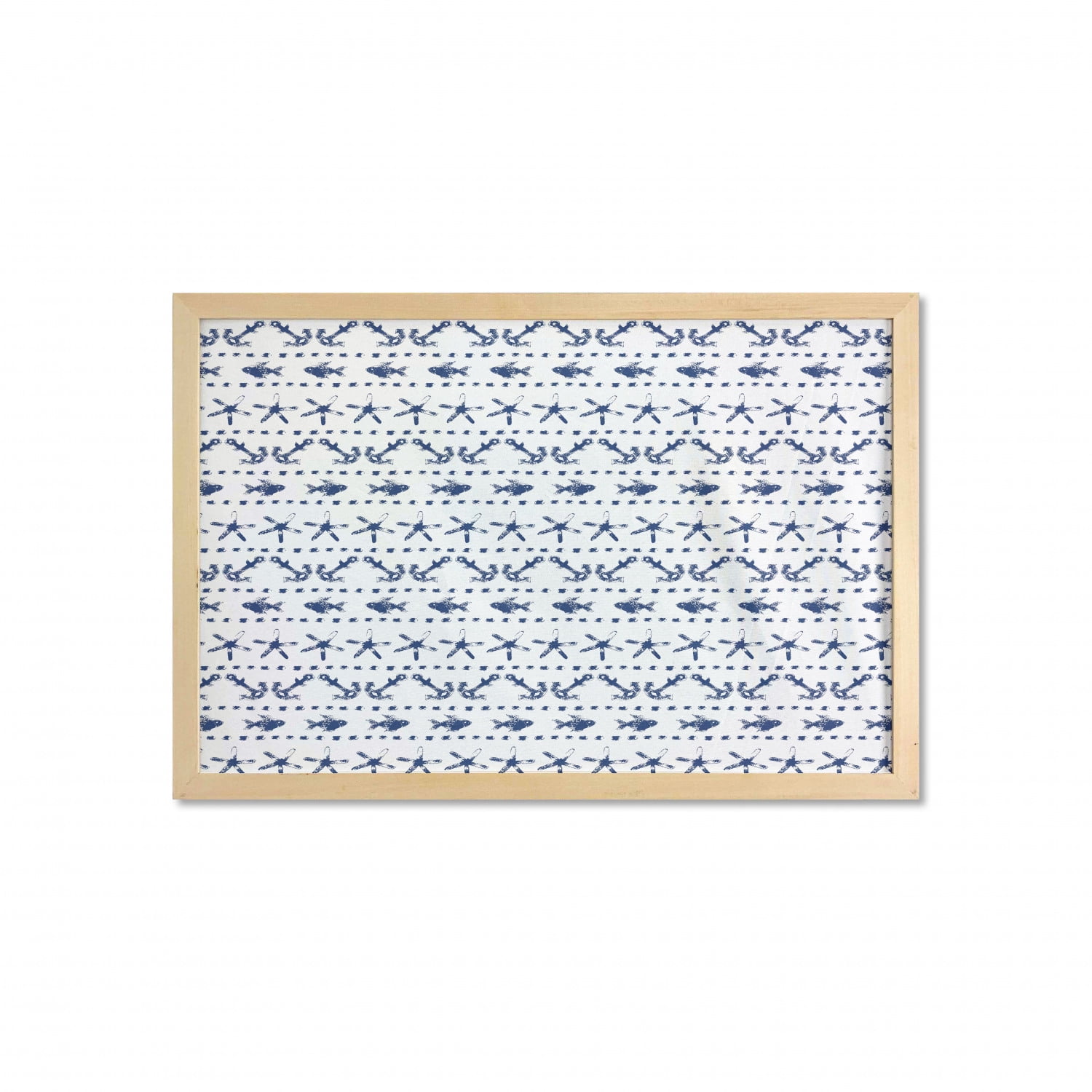 Navy Blue Wall Art with Frame, Illustration Yatch Themed Design Fish ...