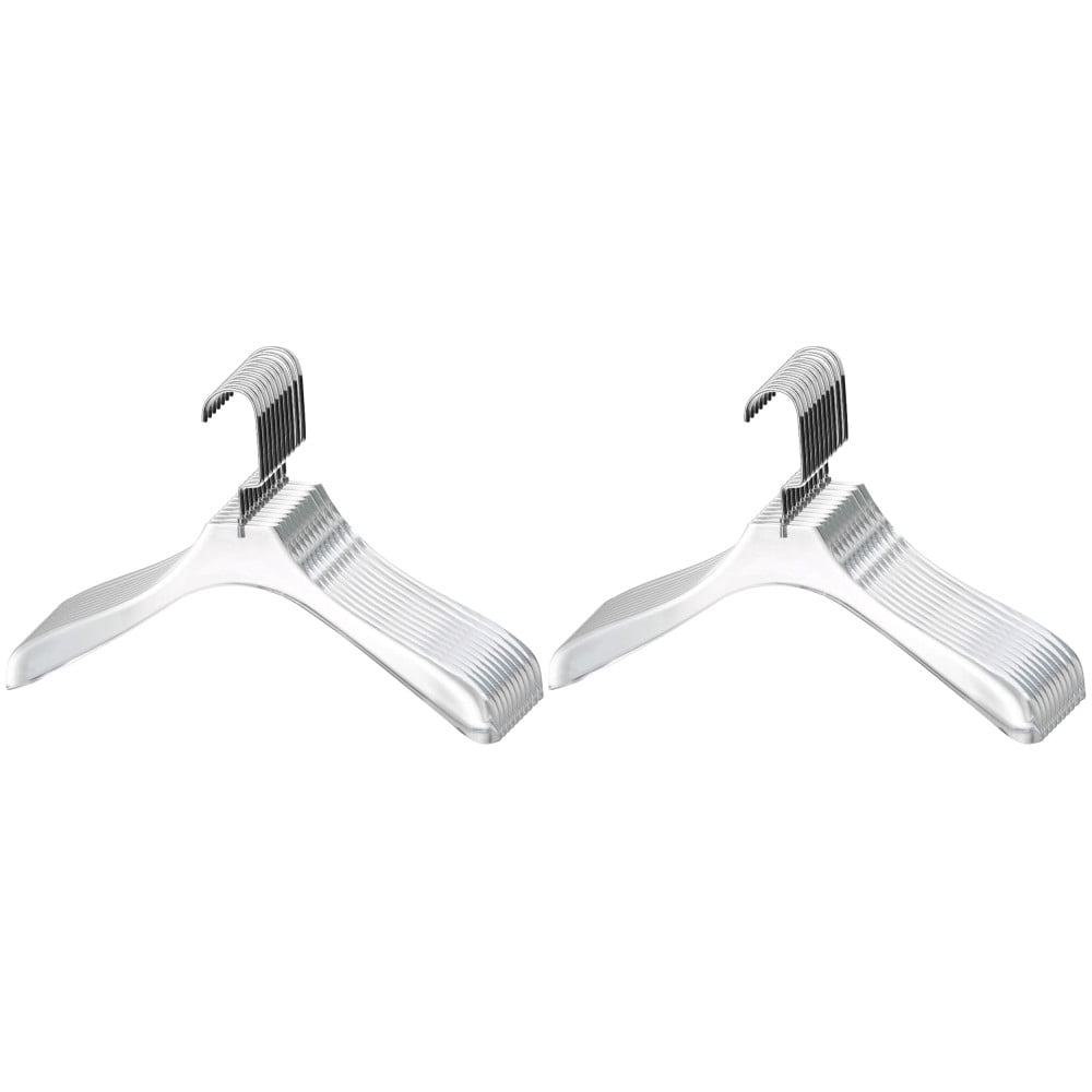 YBM Home Quality Acrylic Clear Hangers with Clips, Silver w/ Flat Hook ...