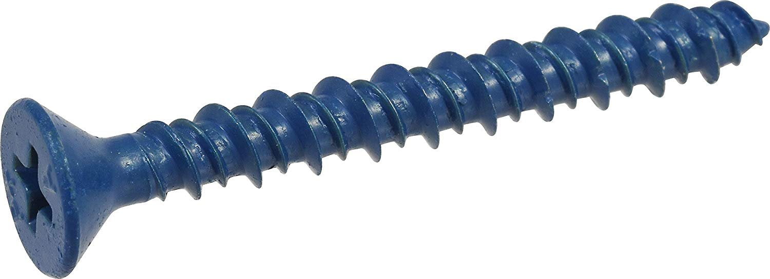 HILLMAN FASTENER 41567 Blue Flat-Head Phillips Concrete Screw Anchor, 3/16" x 2-1/4", 20 Pieces ...