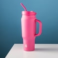 TAL Stainless Steel Basin Travel Mug with Silicone Straw 30 oz, Bright ...