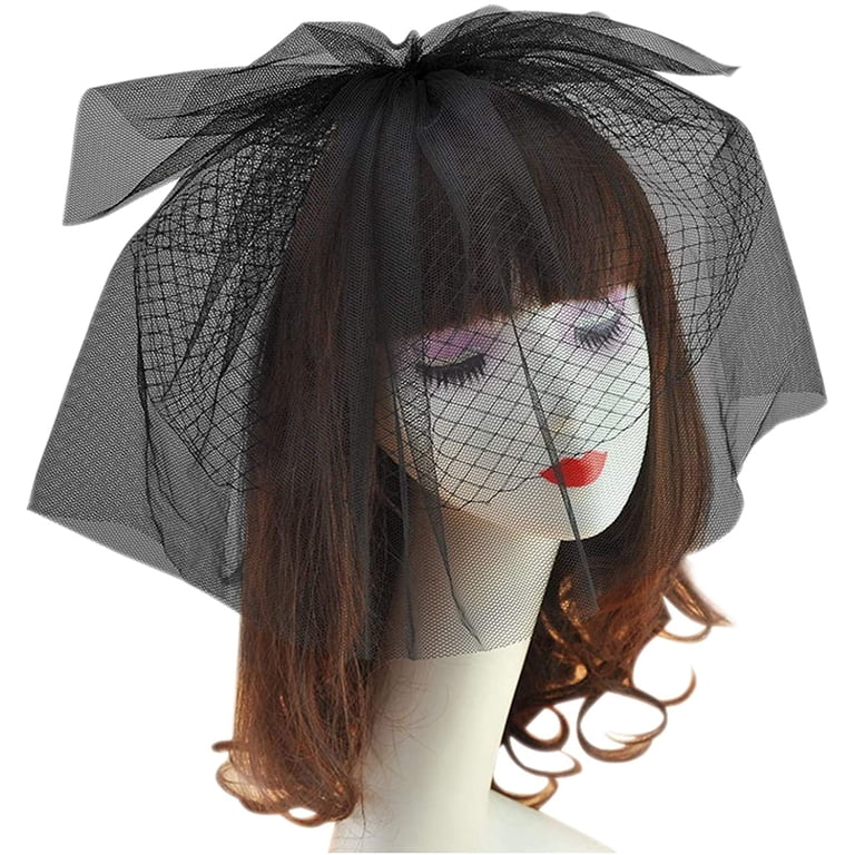 Black Birdcage Veil With Feathers