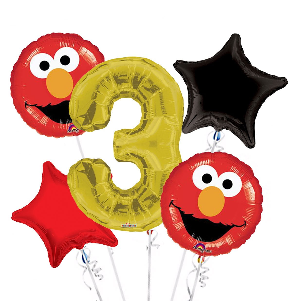 Sesame Street Elmo Balloon Bouquet 3rd Birthday 5 pcs - Party Supplies ...