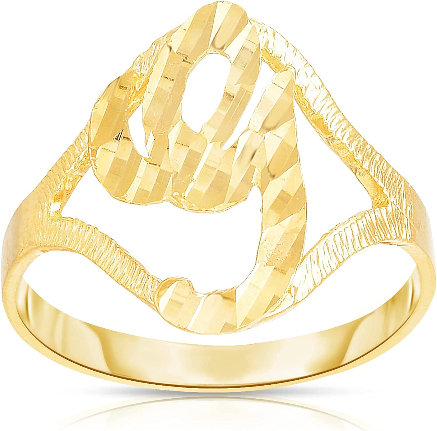 Floreo 10k Yellow Gold Cursive Initial Ring Letters A-Z Sizes 4-9 for ...