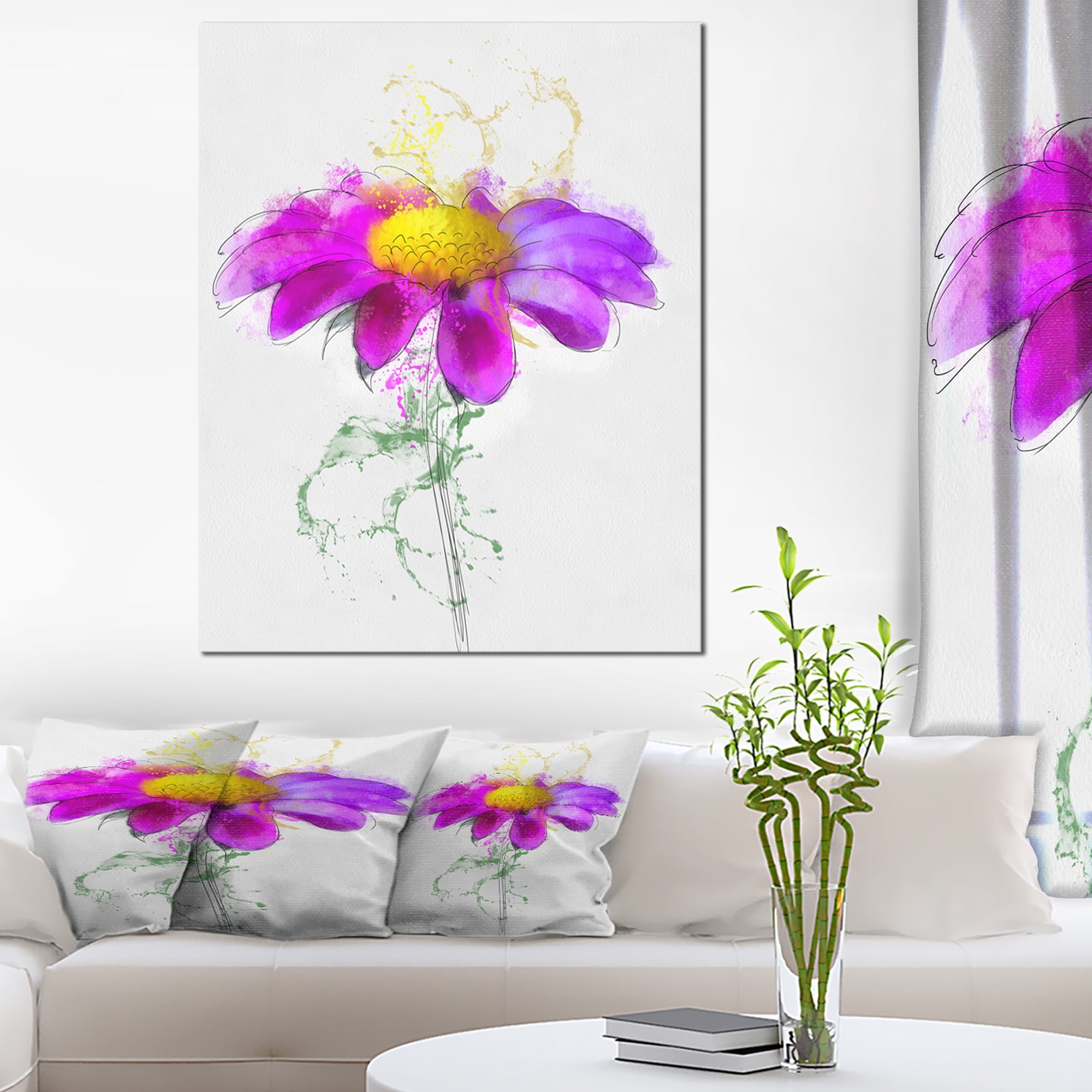 Click here for Designart Purple Daisy Flower With Stem - Flowers... prices