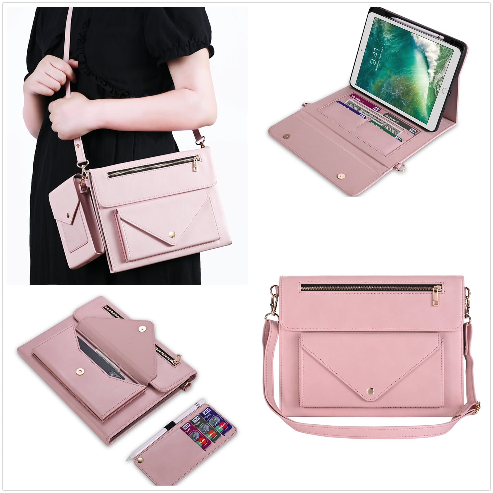 ELEHOLD Leather Bag Case for iPad 9th/ 8th/ 7th Generation 10.2" with ...