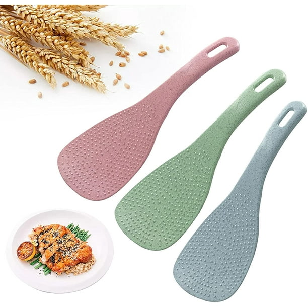 Rice Paddle Set of 3, Wheat Straw Rice Spoon, Non-Stick Heat Resistant ...