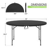 Magshion Round Folding Table, 5.5ft Portable Plastic Table with Handle ...