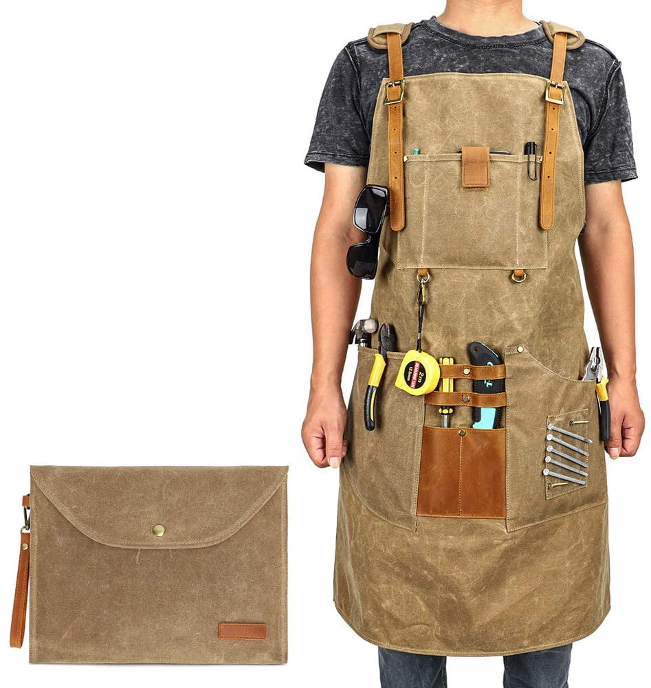 Woodworki hop Apron, Waxed Canvas Work Aprons for en & Women with ...
