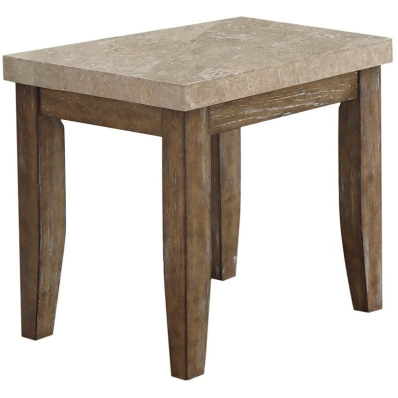 Steve Silver Franco Marble Top Rectangular End Table in White Marble ...