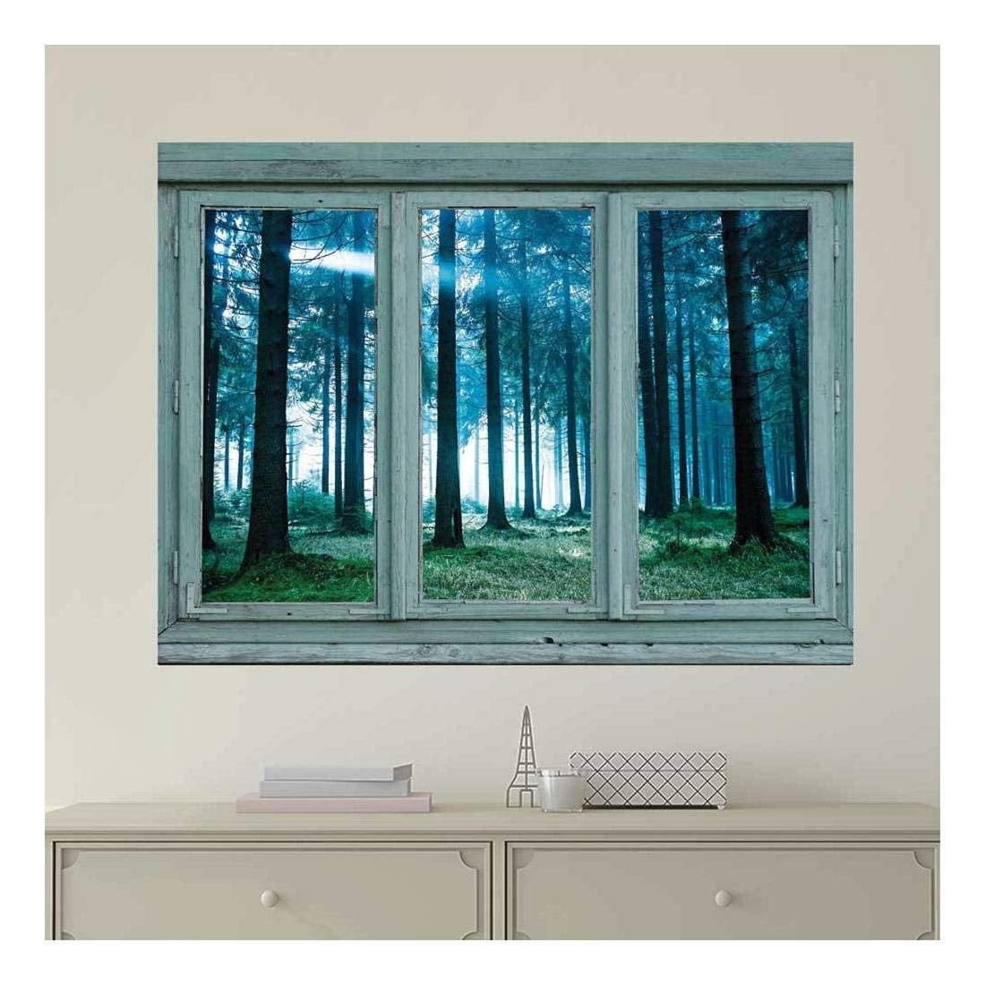 Wall26 Forest Window View Peel & Stick Wallpaper, 24x32 inches ...