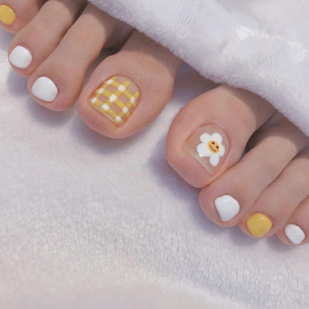 Toenails False Nails Cute Press on Toenails Gradient Summer Fake Nails ...