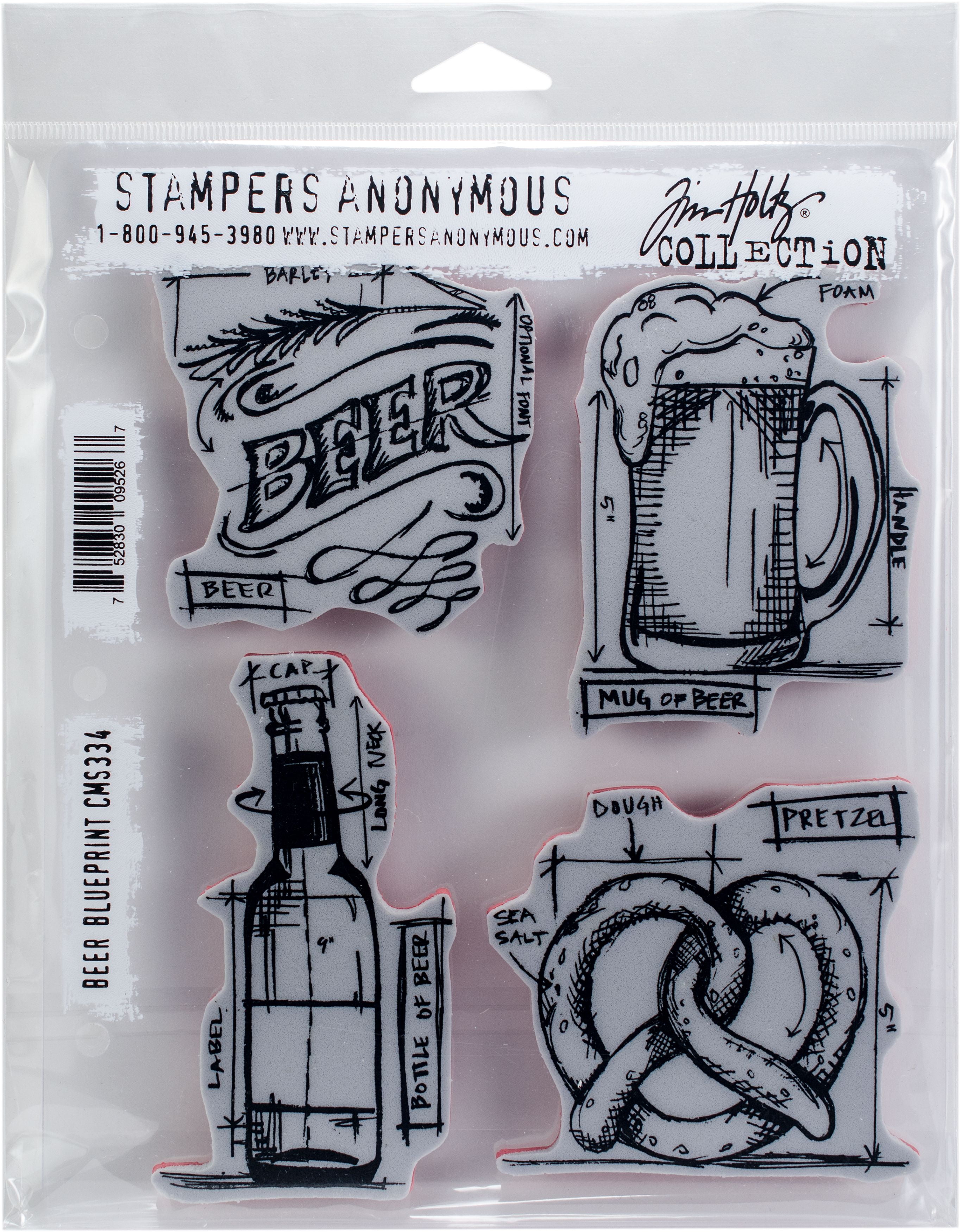Tim Holtz Cling Stamps 7"X8.5"-Beer Blueprint - Walmart.com