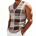 Baeitkot Men's V-Neck Sleeveless Top Men's Plaid V-Neck Sleeveless Knit ...