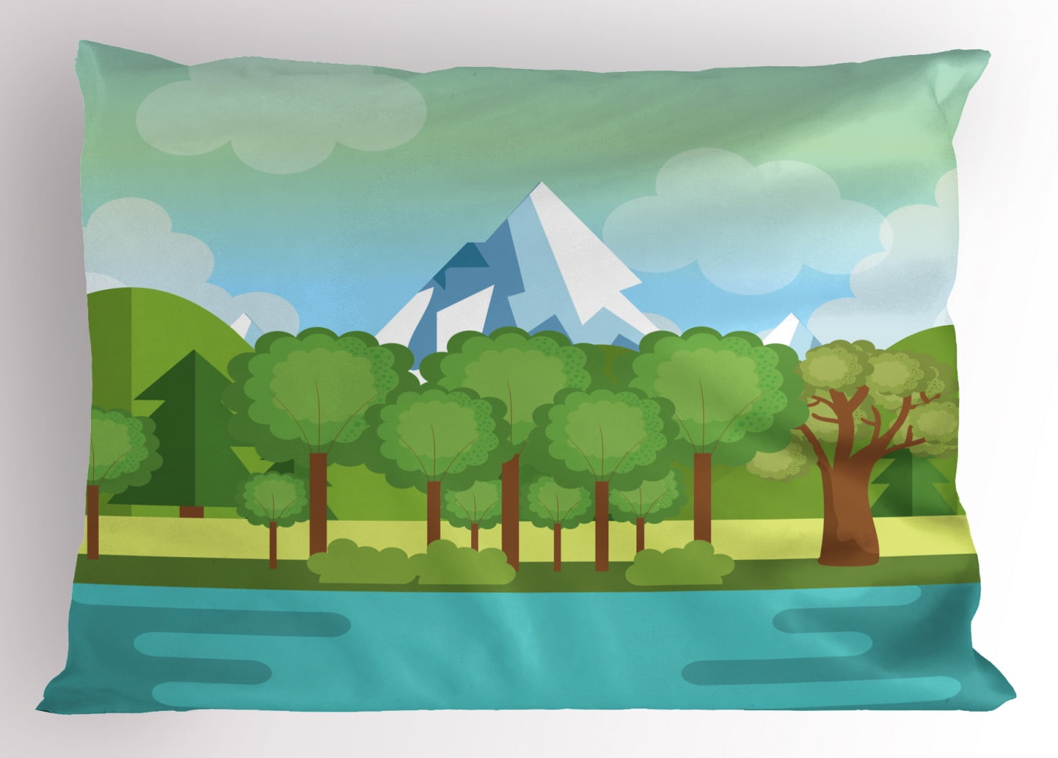 Northwoods Pillow Sham, Landscape with Mountains and Lake Scene ...