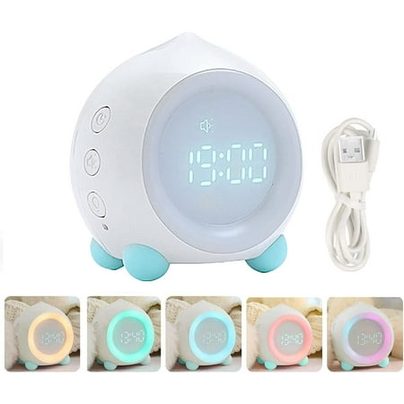 Surrme Lighted Alarm Clock Children's Digital LED Night Light Smart USB ...