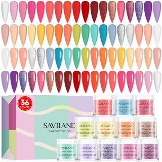 Saviland Glitter Acrylic Powder Set - 10 Colors Acrylic Powder ...