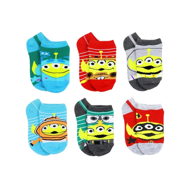 Disney Pixar Little Boys' 6 Pack Socks, Size 4-6 (Shoe Size 10-4 ...