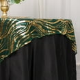 Efavormart 72"x72" Hunter Emerald Green Gold Wave Embroidered Sequin ...