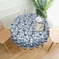 Blue Floral Tablecloth Round 60 Inch Vintage Blue and White Floral ...