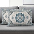 Abstract Boho Pillow Covers Set of 4, Vintage Blue Beige Botanical ...