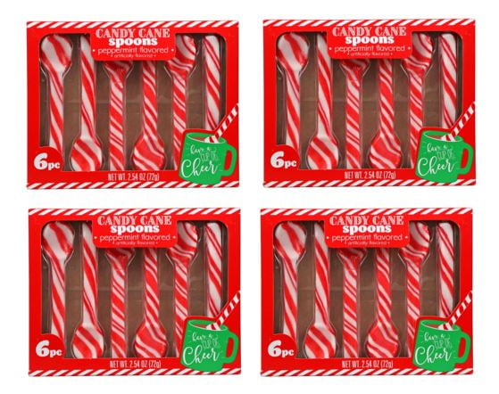 PSLLC Peppermint Candy Cane Spoons, 6-ct. Per Box - 4 Boxes (24 Spoons ...