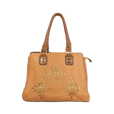 TrendsBlue - Premium Soft Glitter Floral Camel Satchel Top Handle ...
