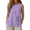 Button down Tank Top Women Drawstring Sleeveless Fashion Casual Tank ...